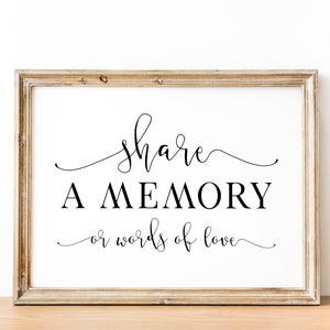 Memorial Sign: Share A Memory, Funeral Sign (PDF & JPG) - Etsy