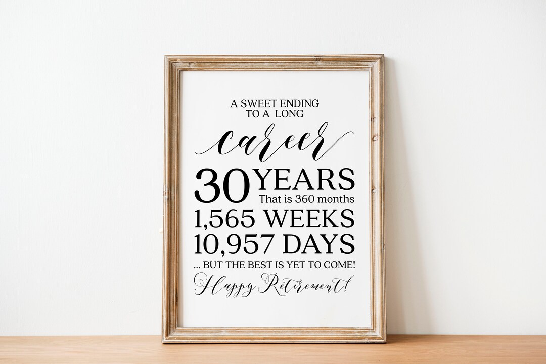 30 Years Retirement Sign, A Sweet Ending to A Long Career, Happy ...