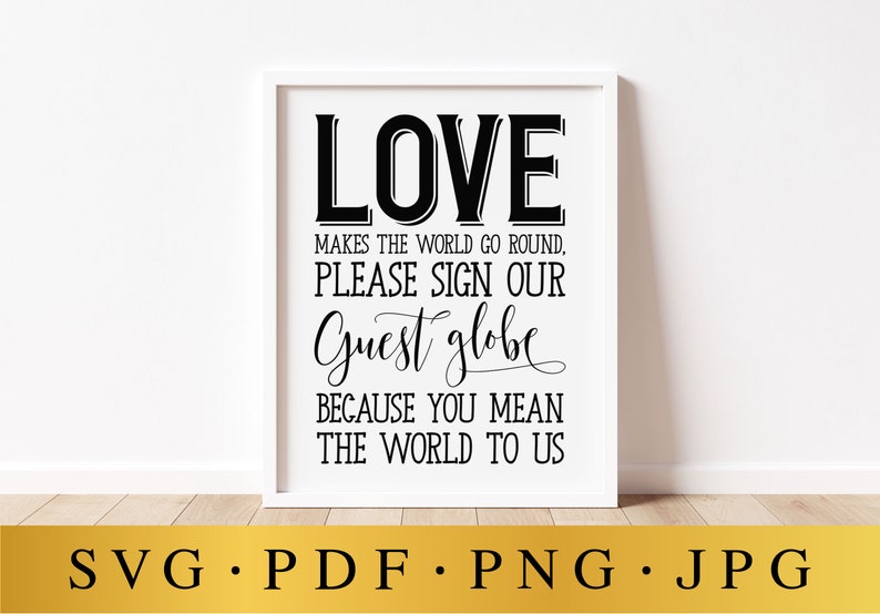 Wedding Guest Globe Sign: Love Makes the World Go Round (digital ...