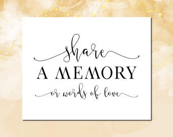 Share A Memory or Words of Love, Modern Minimalist Memorial Signs ...