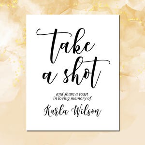 Funeral Drink Sign: 'take A Shot' Memorial Printable (digital Download ...