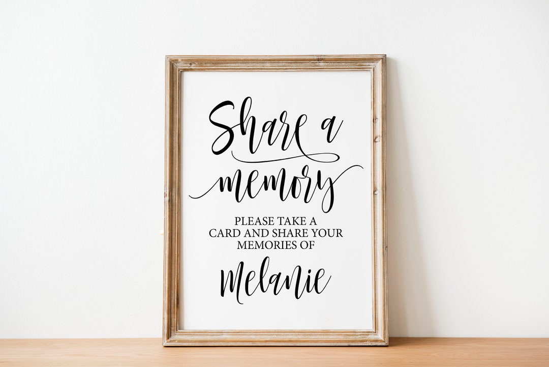 Share A Memory, Custom Funeral Sign, Celebration of Life Sign, Funeral ...