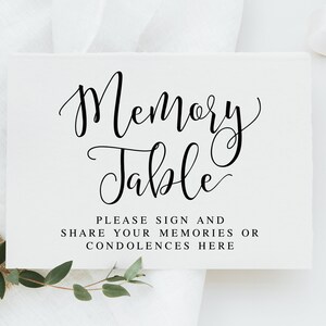 Memory Table Sign, Please Sign and Share Your Memories, Condolences ...