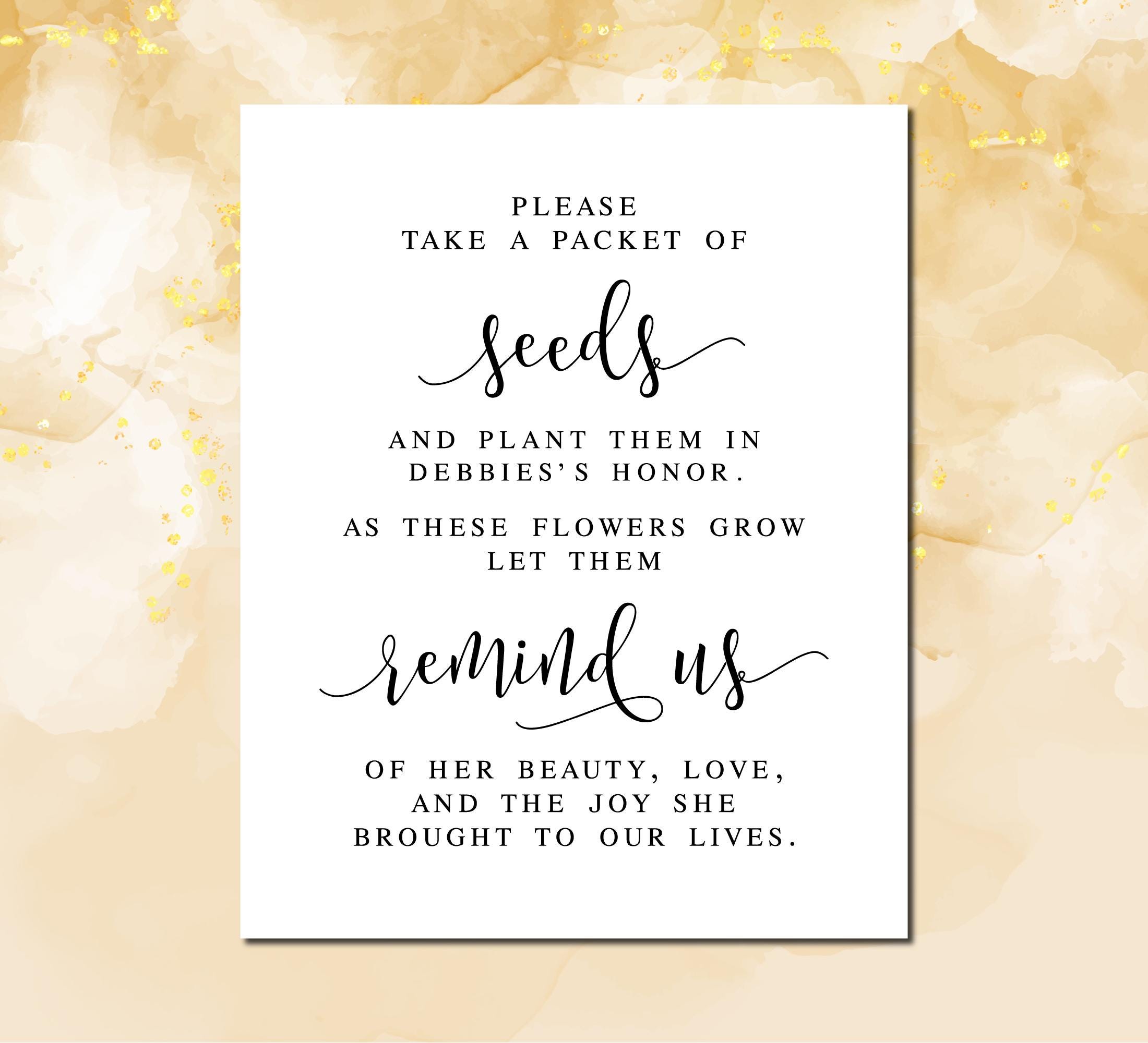 Memorial Seed Packet Sign: Funeral Decor (digital Download) - Etsy