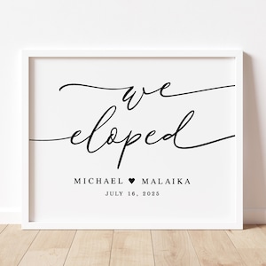 We Eloped Sign, Elopement Sign for Wedding, Modern Minimalist Wedding ...