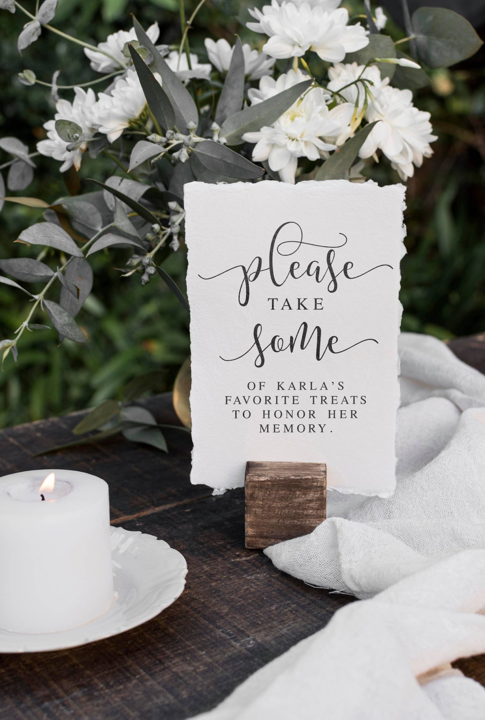 Please Take Some of Her Favorite Treats, Sweets Table Sign, Memorial ...