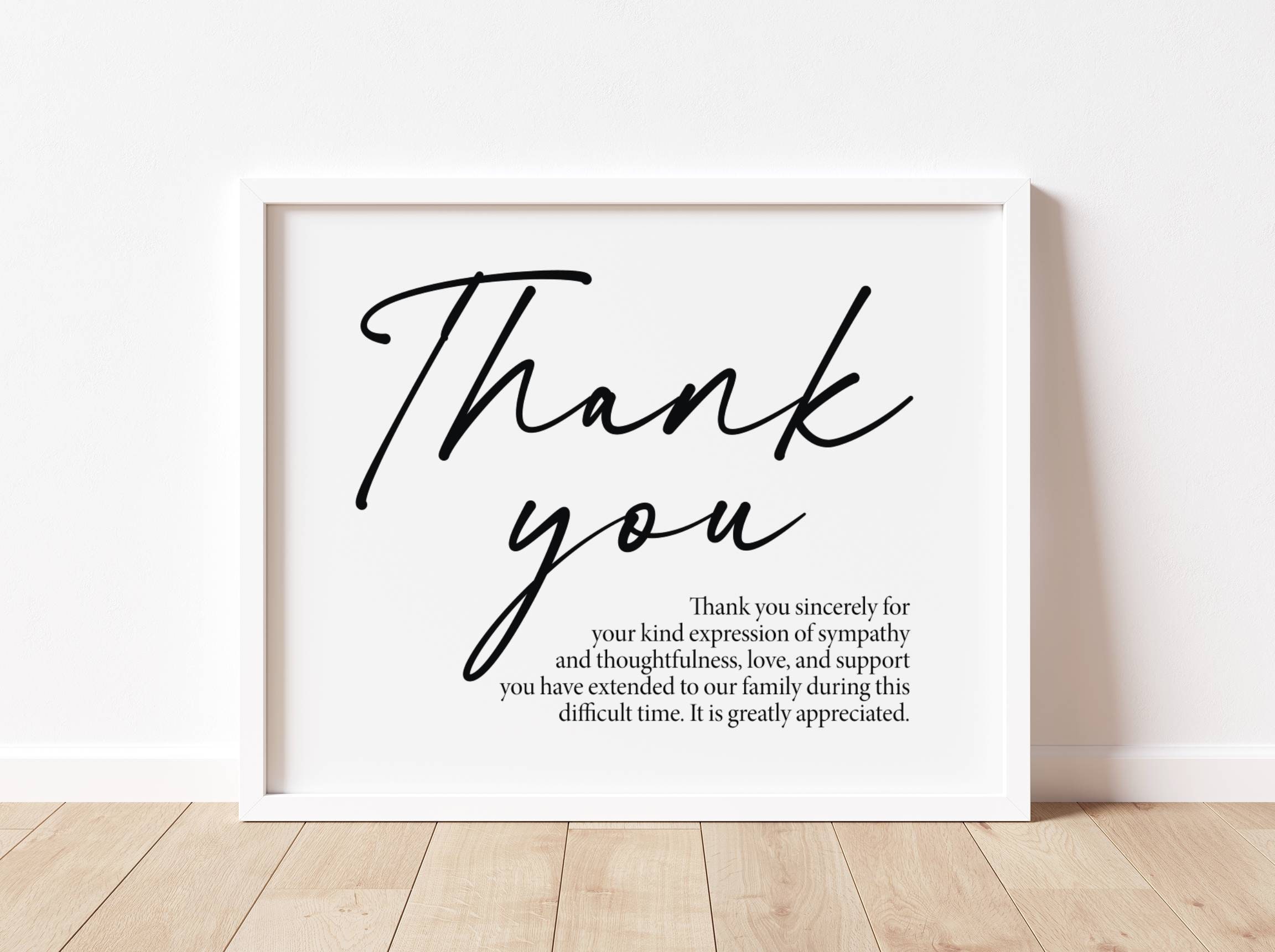 Funeral Thank You Card, Memory Table Sign, Modern Minimalist Memorial ...