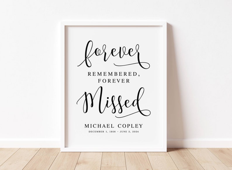 Forever Remembered, Forever Missed, Memorial Printables, Minimalist ...