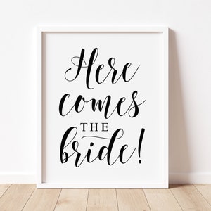 Here Comes the Bride Sign, Modern Minimalist Wedding Ceremony Sign ...