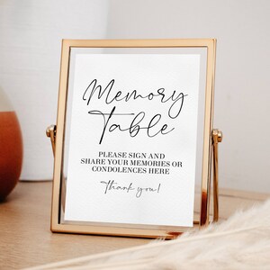 Memory Table Sign, Please Sign and Share Your Memories or Condolences ...