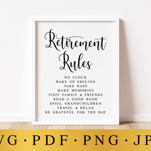 Retirement Rules, Retirement Party SVG Signs, Retirement Gift Sign ...
