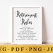 Retirement Rules, Retirement Party SVG Signs, Retirement Gift Sign ...
