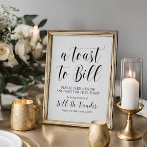 Funeral Service Toast Sign, Please Take A Drink and Wait for the Toast ...