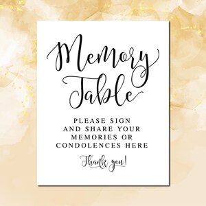 Memory Table, Please Sign and Share Your Memories or Condolences ...