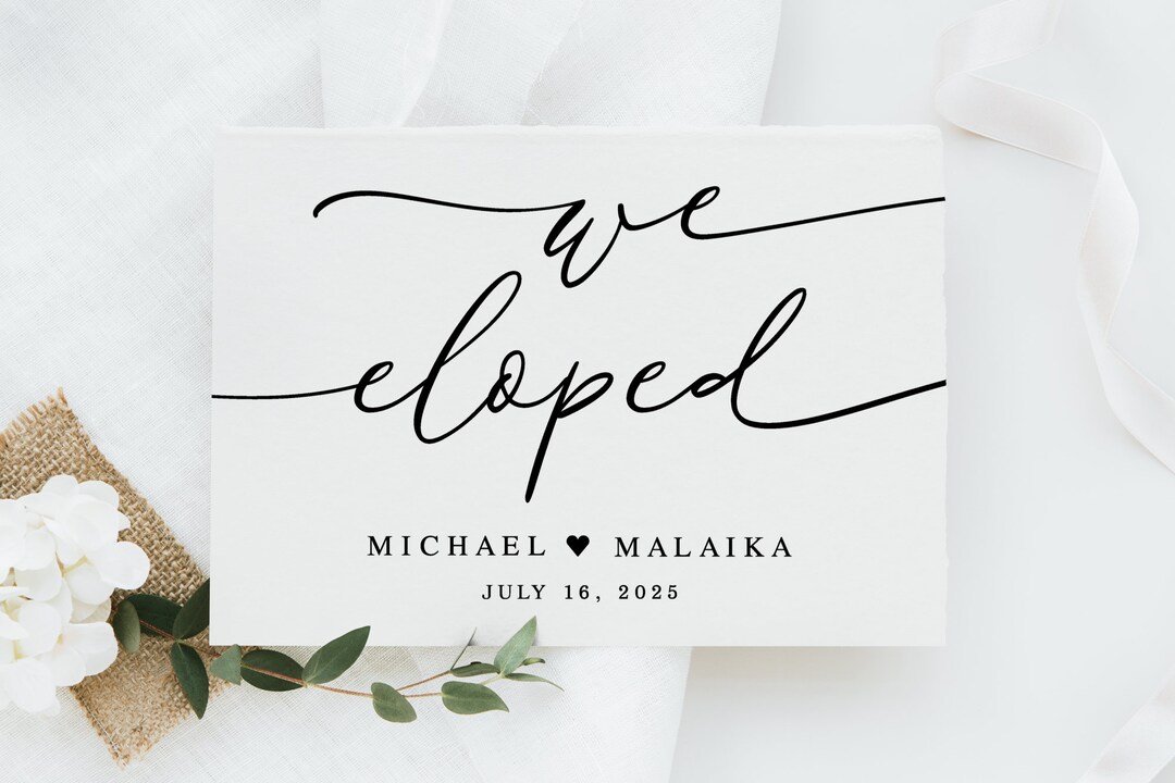 We Eloped Sign, Elopement Sign for Wedding, Modern Minimalist Wedding ...