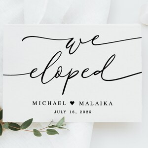 We Eloped Sign, Elopement Sign for Wedding, Modern Minimalist Wedding ...