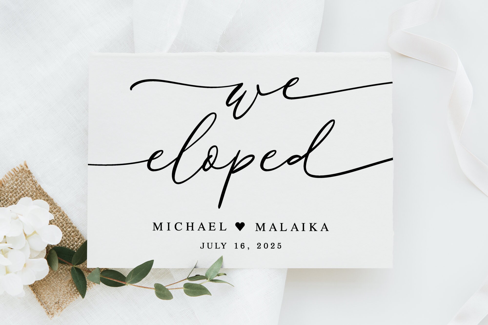 We Eloped Sign: Minimalist Wedding Elopement Printable (instant ...