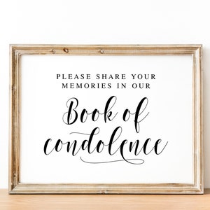 Please Share Your Memories, Book of Condolence Sign, Memorial Signs ...