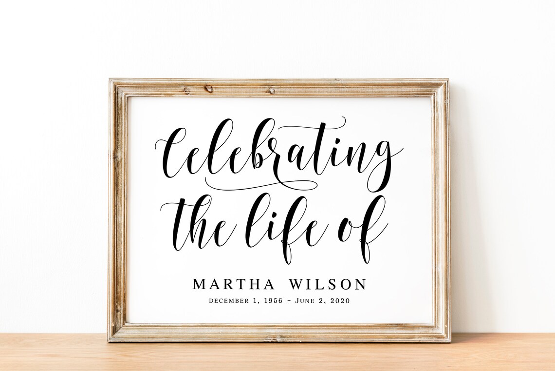 Celebration of Life Sign: Memorial Table Printable (PDF & JPG) - Etsy