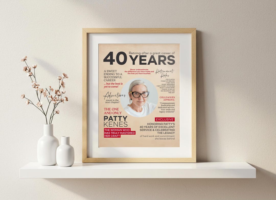 Retirement Magazine Photo Poster, Retirement Gift Signs, Retiree Gift ...