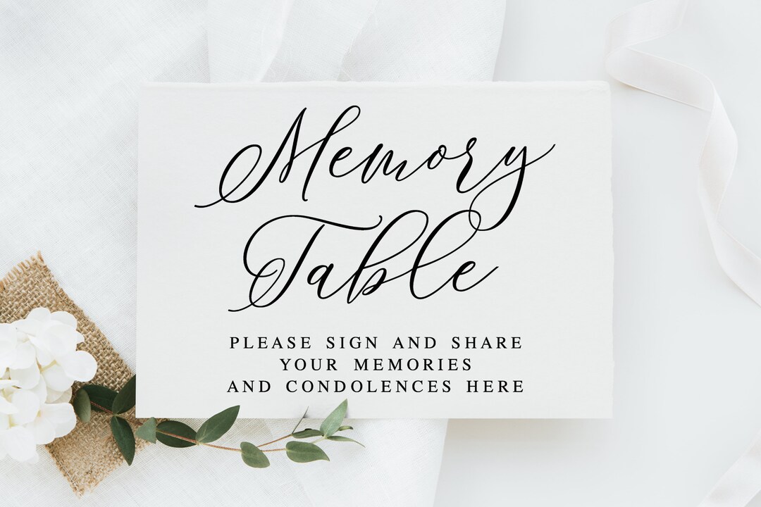 Memory Table Sign, Share Your Memories and Condolences Here, Funeral ...