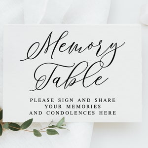 Memory Table Sign, Share Your Memories and Condolences Here, Funeral ...