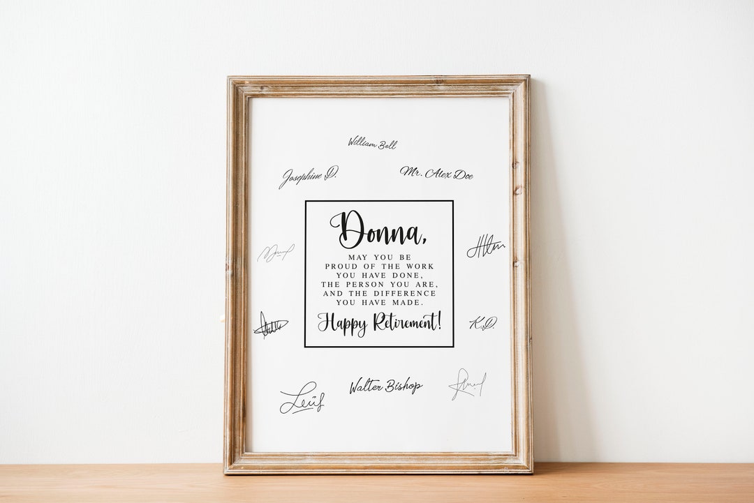 Retirement Gift Sign, Colleagues Signature Gift Sign, Retirement Gift ...