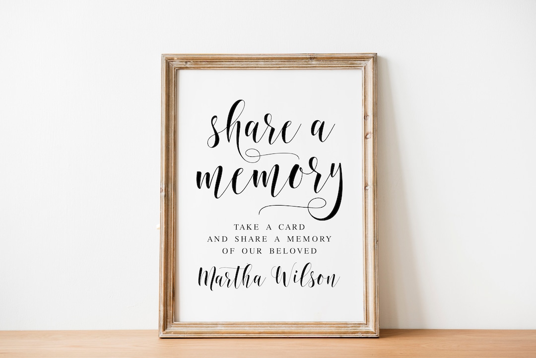 Share A Memory Sign, Celebration of Life Sign, Funeral Signs, Memorial ...