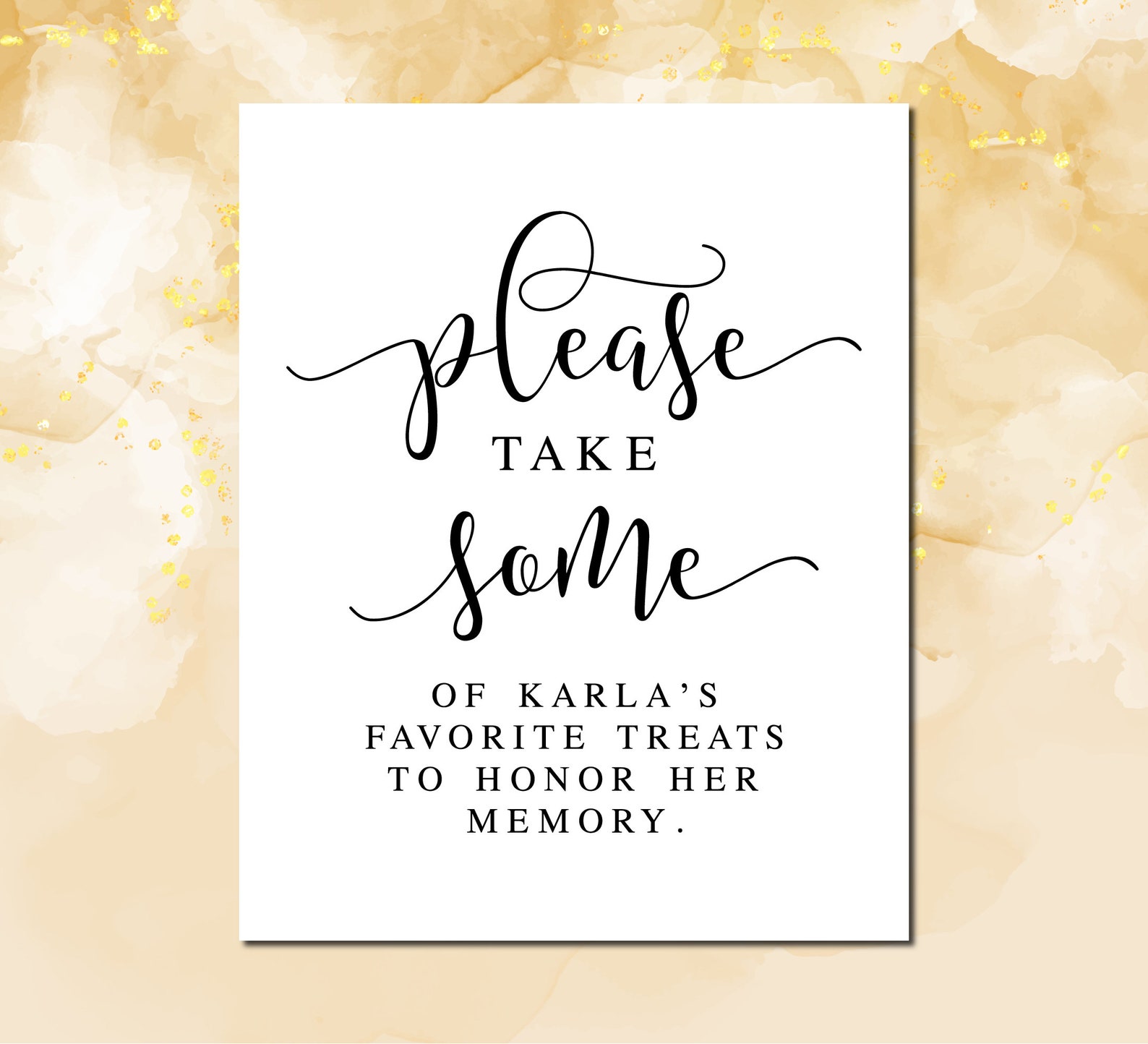 Please Take Some of Her Favorite Treats, Sweets Table Sign, Memorial ...