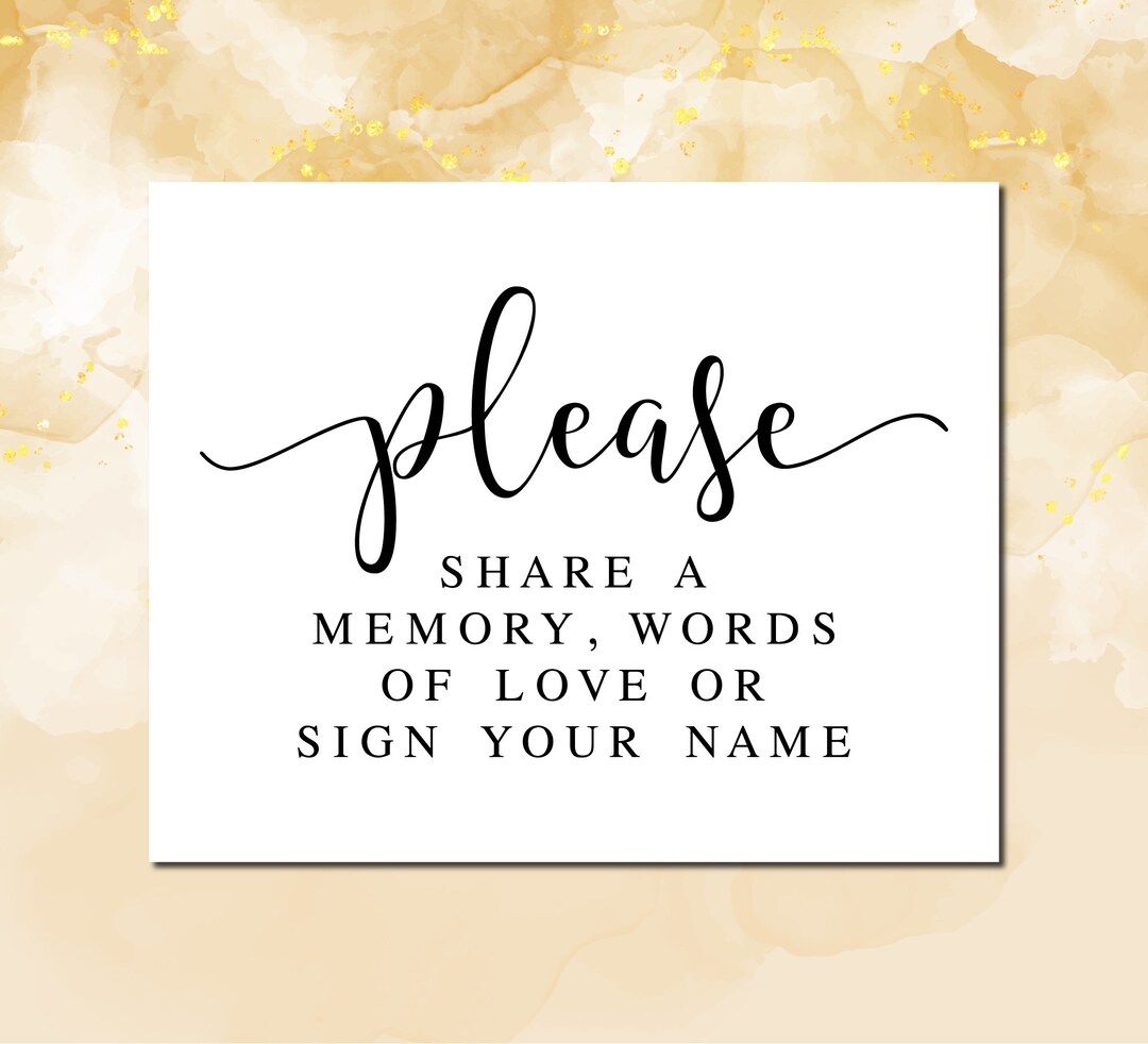 Memorial Sign: Share A Memory, Modern Funeral Decor (digital Download ...