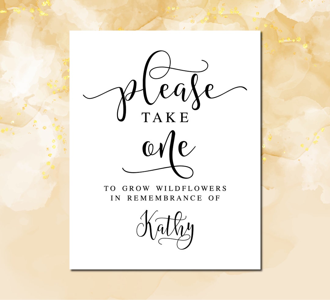 Funeral Wildflower Favor Sign: Minimalist Memorial Table (digital ...