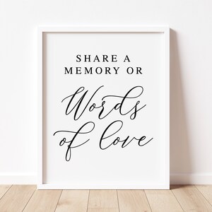 Share A Memory or Words of Love, Modern Minimalist Memorial Signs ...