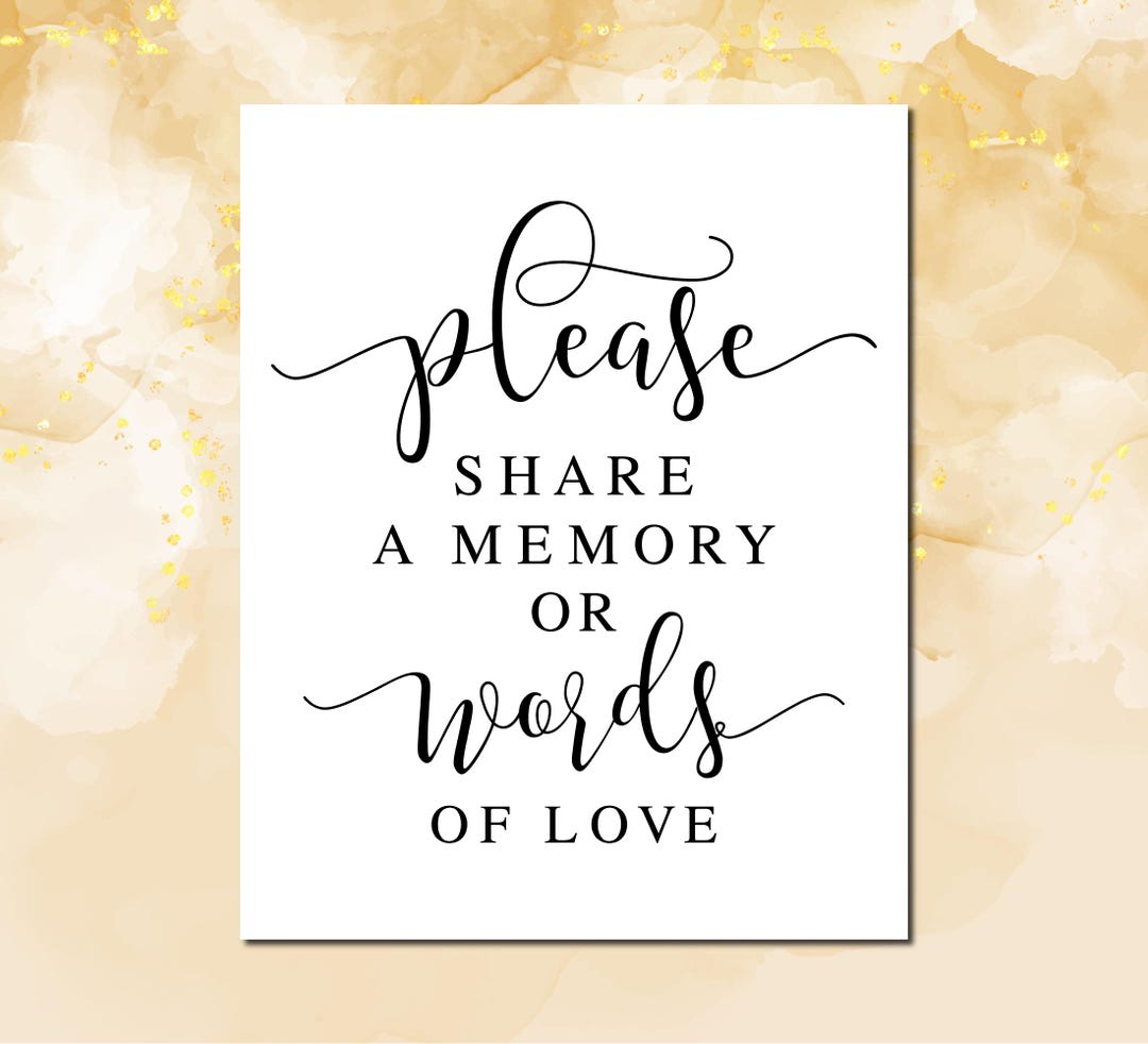 Please Share A Memory or Words of Love, Memorial Printables, Memory ...
