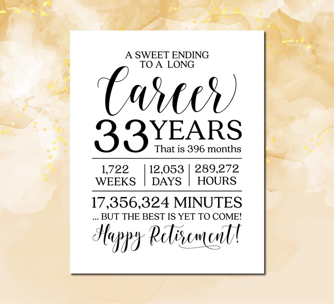 A Sweet Ending to A Long Career, 33 Years Retirement Gift, Retirement ...