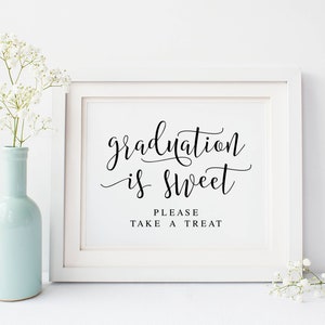 Graduation is Sweet, Please Take A Treat, Graduation Party Signs ...