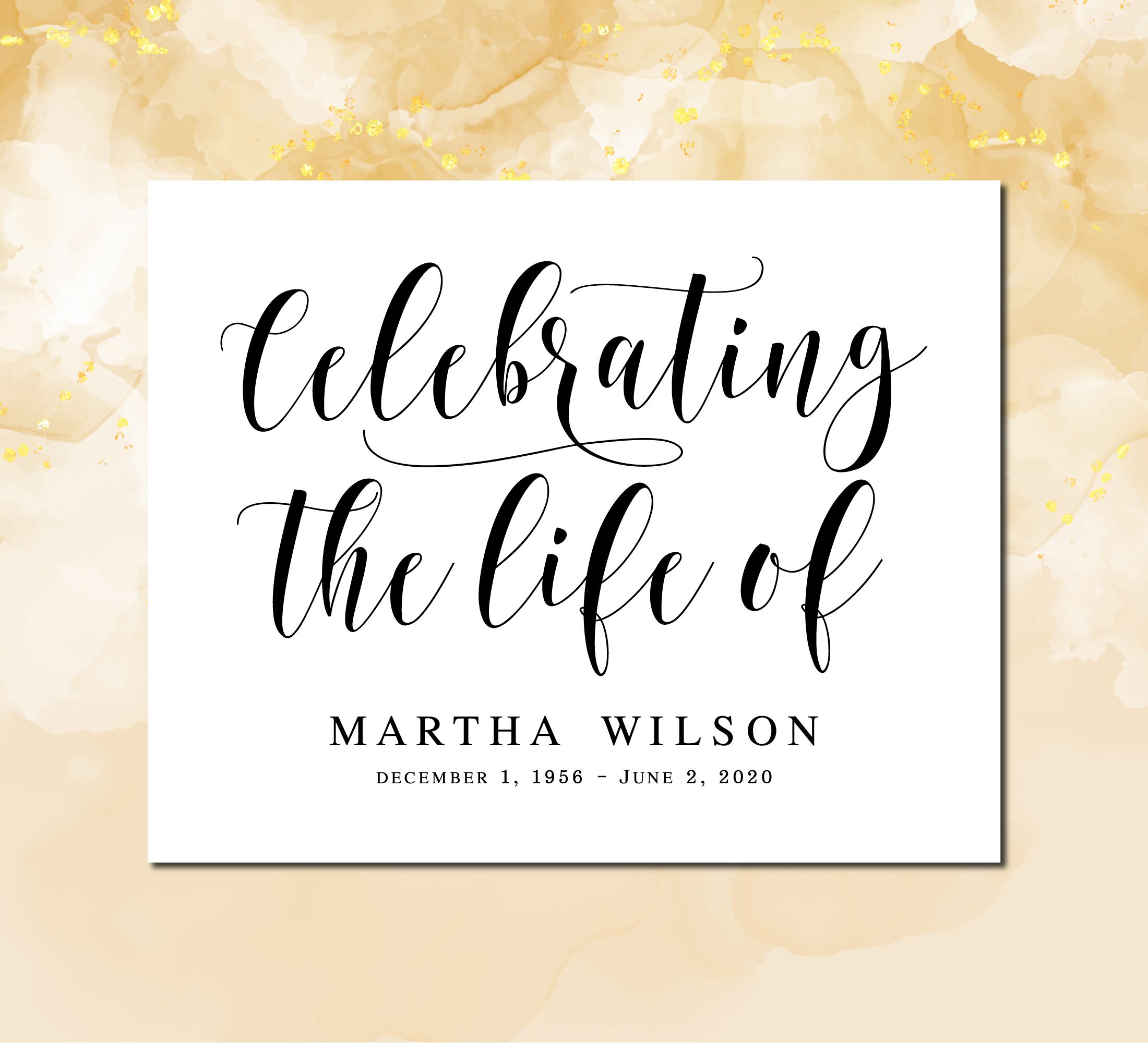 Celebrating the Life Of, Memorial Signs, Celebration of Life Sign ...