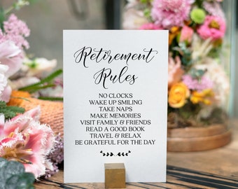 Retirement Rules Sign: Printable Retirement Party Decor (PDF & JPG) - Etsy