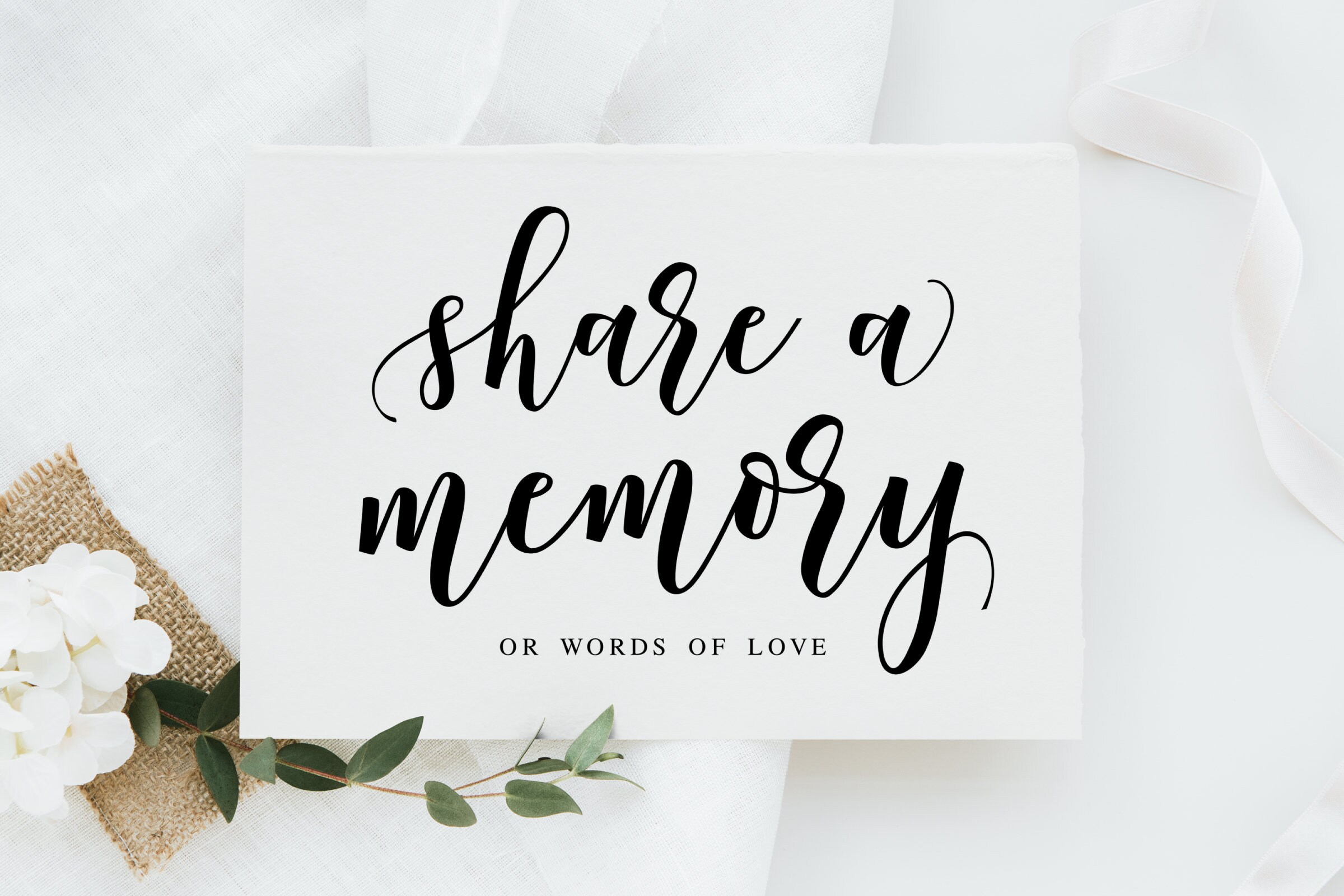 Share A Memory or Words of Love, Modern Minimalist Memorial Signs ...