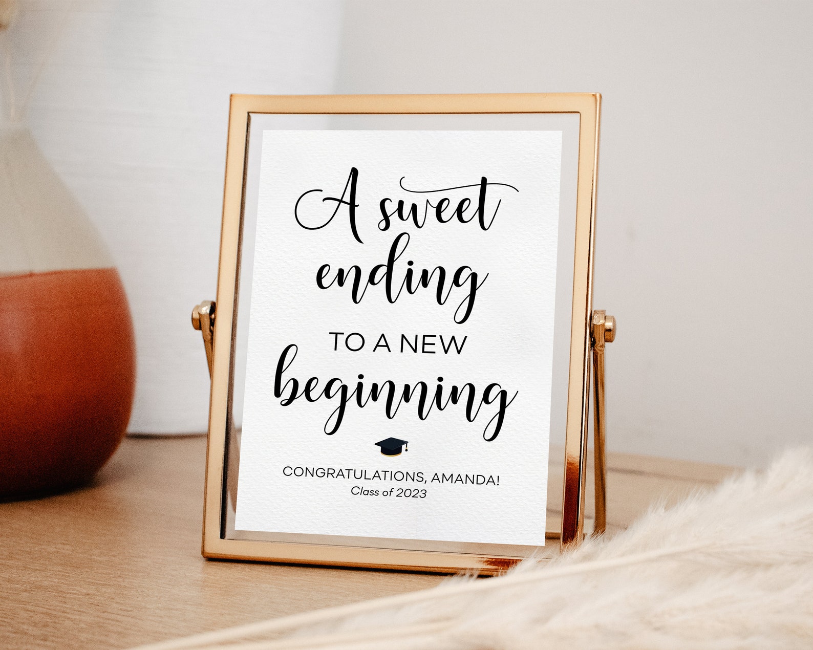 A Sweet Ending to A New Beginning Graduation Signs - Etsy