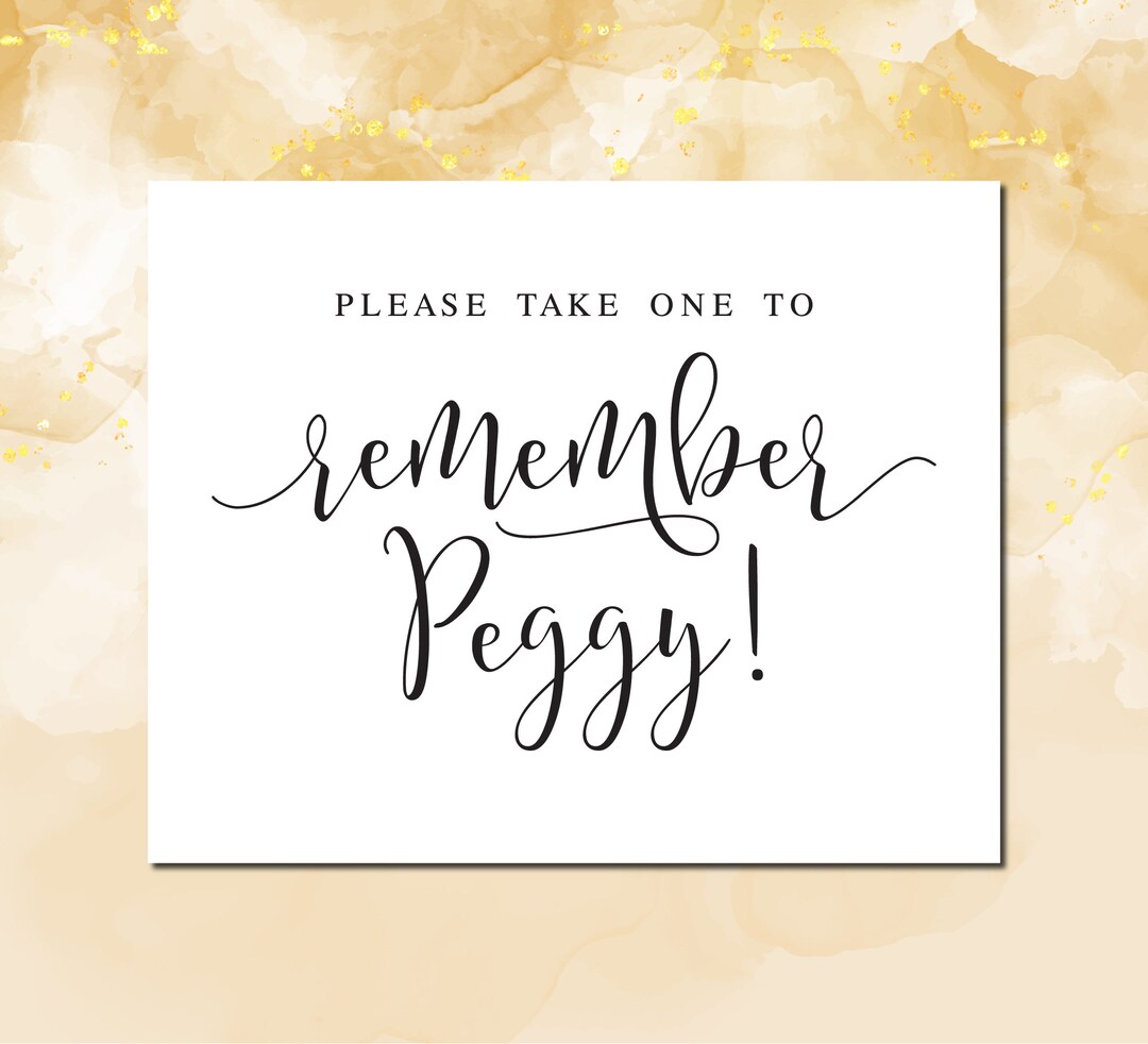 Please Take One to Remember, Funeral Memory Table Sign, Minimalist ...