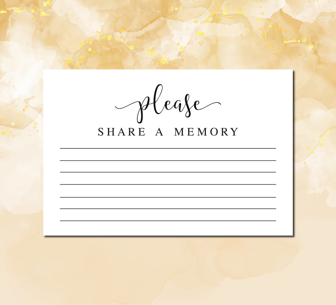 Share A Memory, Memory Card Printable, Memorial Signs, Funeral Decor ...