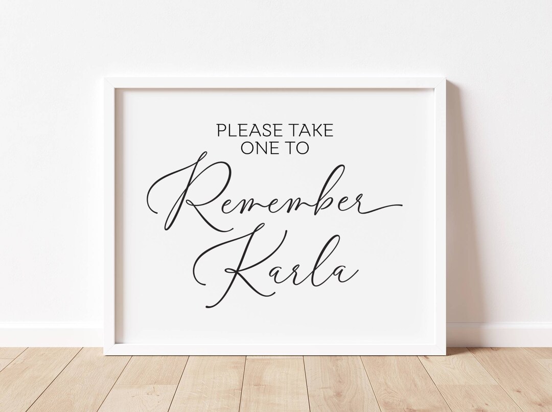 Funeral Memorial Sign: 'please Take One to Remember' (digital Download ...