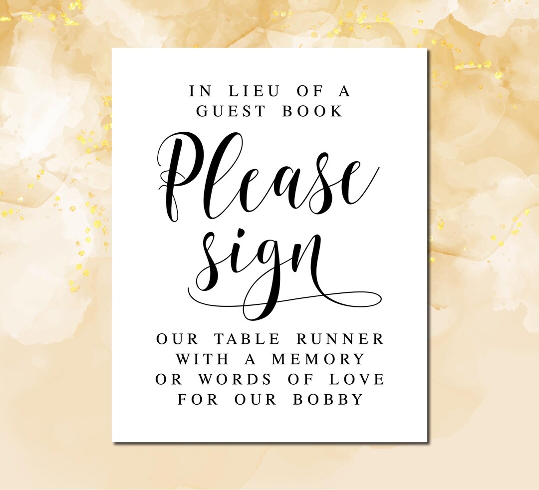 Memorial Table Runner Sign: Funeral Guestbook Alternative (digital ...
