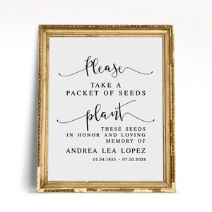 Memorial Seed Packet Sign: Funeral Decor Prints (digital Download) - Etsy