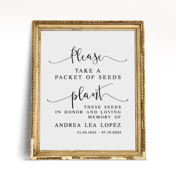 Funeral Take a Seed Packet Sign - Etsy