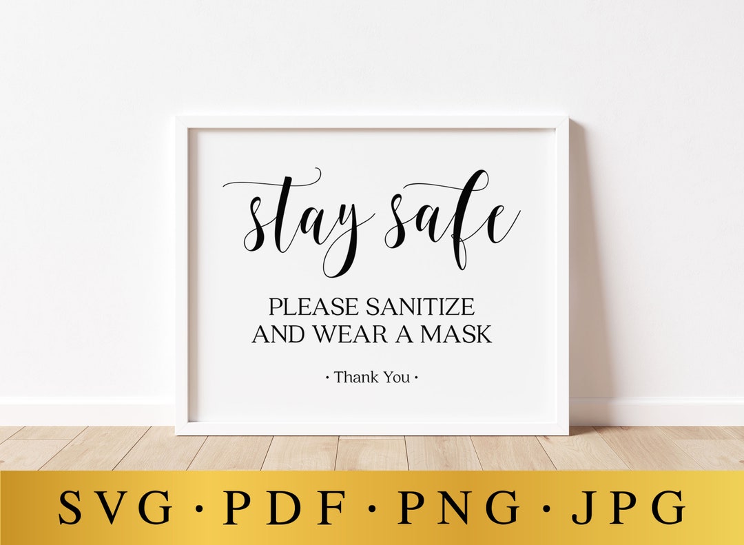 Stay Safe Wedding Sign: Sanitize and Mask Printable (digital Download ...