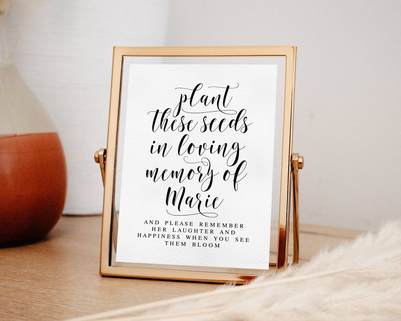 Seed Favors Sign: Plant These Seeds in Loving Memory (digital Download ...