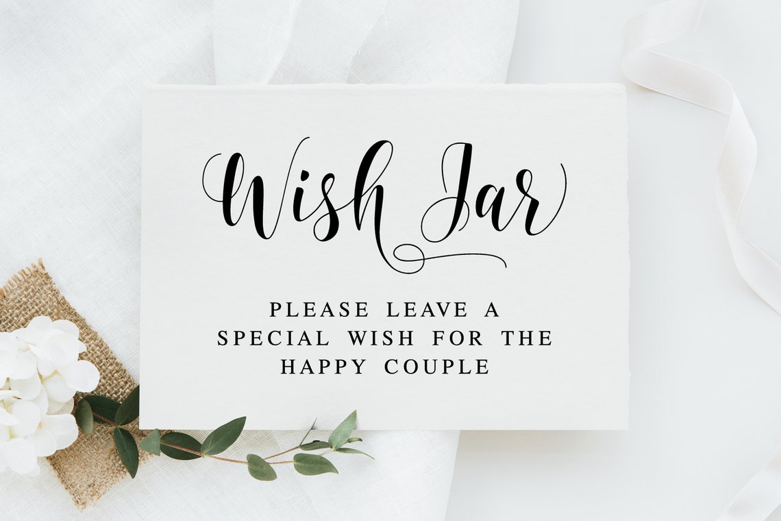 Wish Jar Sign, Modern Minimalist Wedding SVG Signs, Leave A Special ...