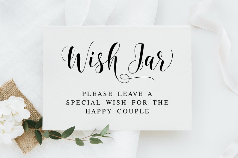 Wish Jar Sign, Modern Minimalist Wedding SVG Signs, Leave A Special ...