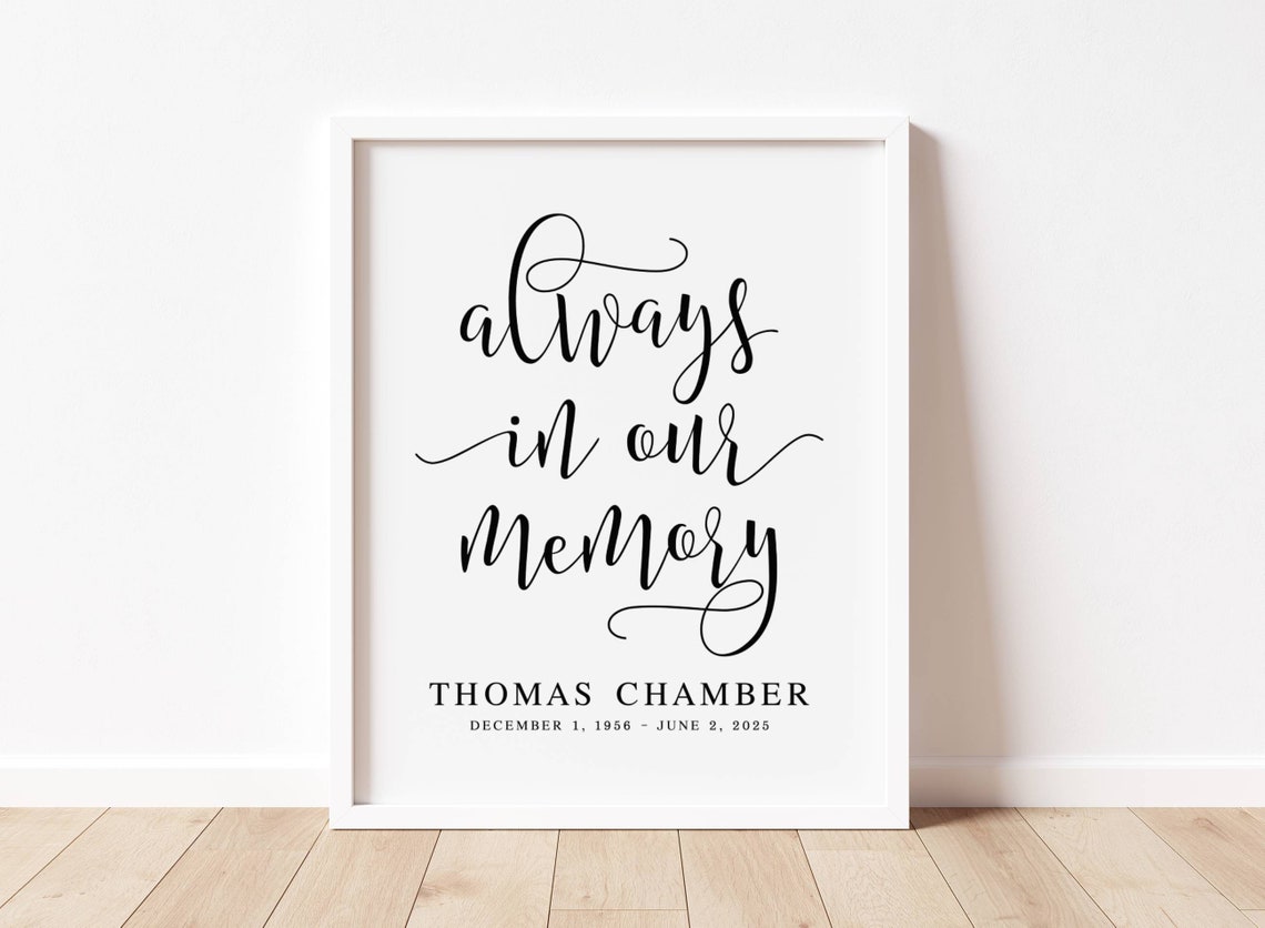 Always in Our Memory, Modern Minimalist Funeral Signs, Funeral Table ...